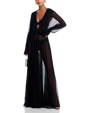 Norma Kamali Hooded Mesh Gown