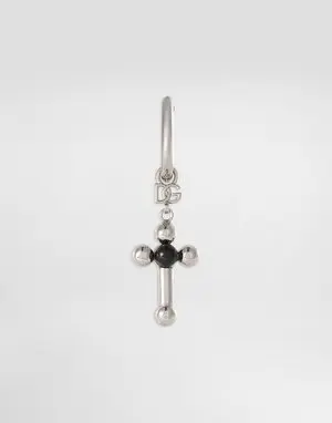 Dolce & Gabbana Creole Single Earring With Pin And Cross - Silver