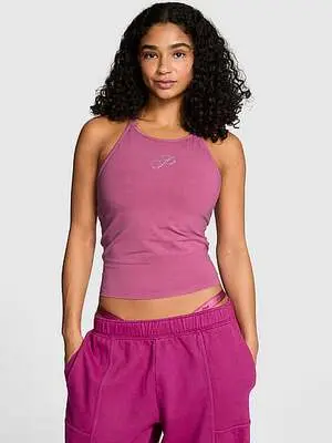 Pink High Neck Performance Tops For Women