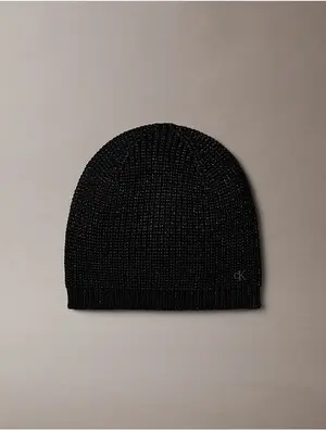 Calvin Klein Metallic Knit Beanie - Black