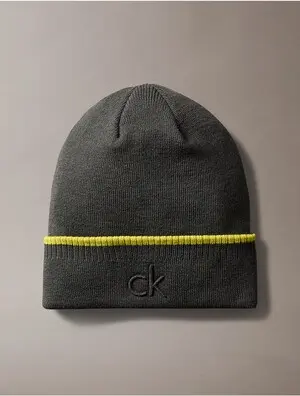 Calvin Klein Embossed Logo Tipped Beanie - Gunmetal Heather