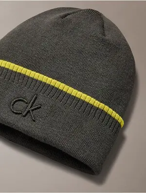 Calvin Klein Embossed Logo Tipped Beanie - Gunmetal Heather