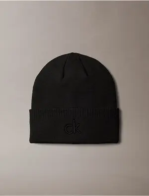 Calvin Klein Embossed Logo Beanie - Black