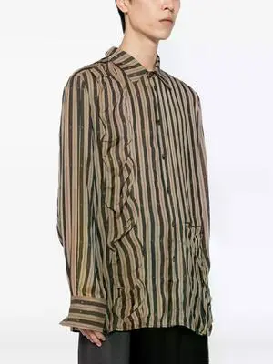 ZIGGY CHEN Panelled Striped Shirt