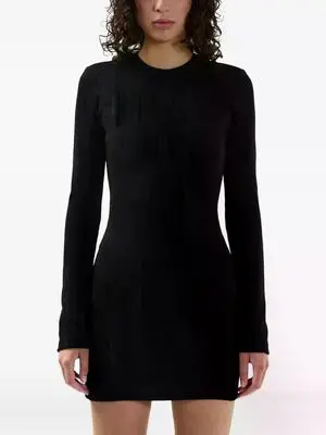 Gcds Logo Ribbed Knit Mini Dress - Black