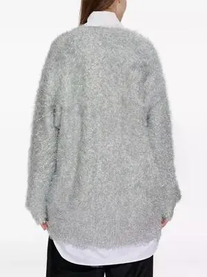 Noir Kei Ninomiya Metallic-thread Knitted Cardigan