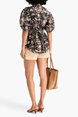 Zimmermann Belted Printed Linen Shirt