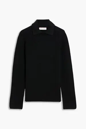 Veronica De Piante Estella Ribbed Wool Polo Sweater