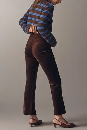 Maeve High-rise Split-front Velvet Skinny Pants - Fudgie Brownie