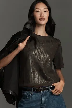 Sanctuary Sequin-embellished Short-sleeve Sweater