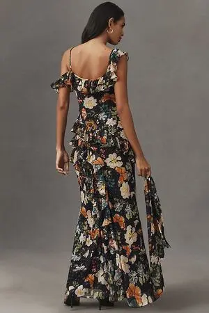Bhldn Ruffled Off-shoulder Scoop-neck Maxi Dress
