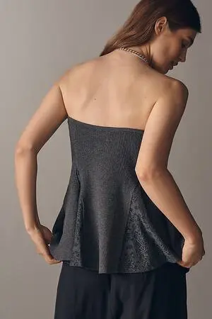 Anthropologie Strapless Flared Lace Sweater