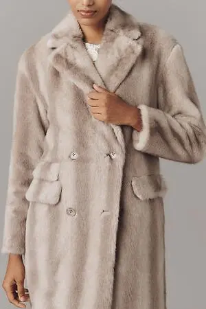 NVLT Mk Faux Fur Double-breasted Coat Jacket