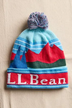 L.l.bean Katahdin Graphic Pom Beanie - Deep Garnet/white