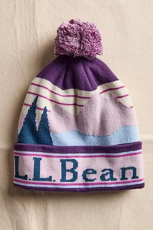 L.l.bean Katahdin Graphic Pom Beanie - Lavender Ice/dark Marine