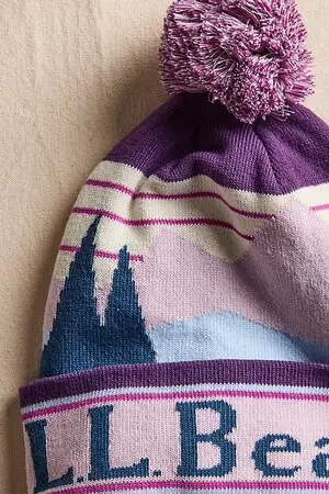 L.l.bean Katahdin Graphic Pom Beanie - Lavender Ice/dark Marine