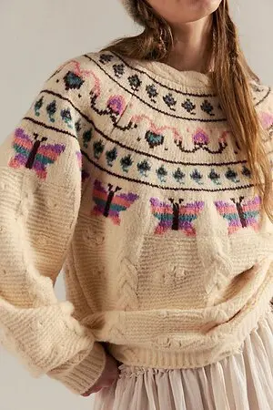 Free People Blooming Bobbles Knit Sweater