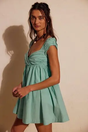 Free People Sunbeam Mini Dress - Jade Mint