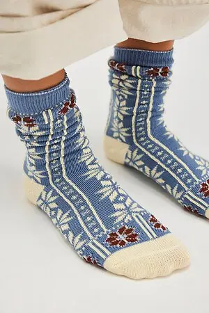Free People Nearly Nordic Crew Socks Blue