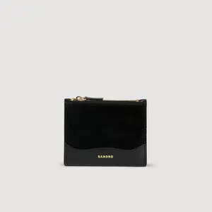 Sandro Leather And Suede Cardholder - Black
