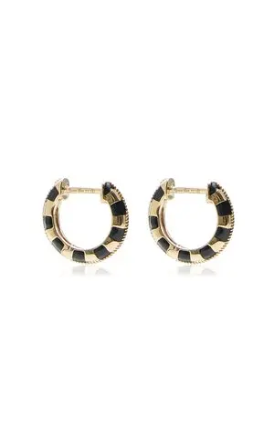 Yvonne Léon 9k Gold Enamel Hoop Earrings