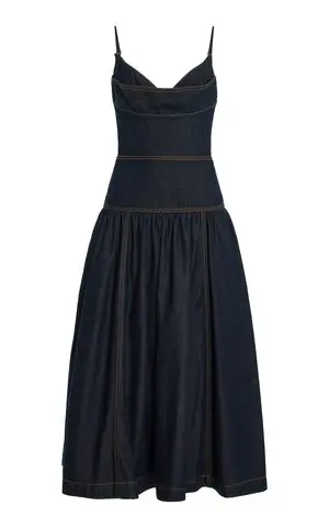 ZIMMERMANN Drop Waist Denim Midi Dress