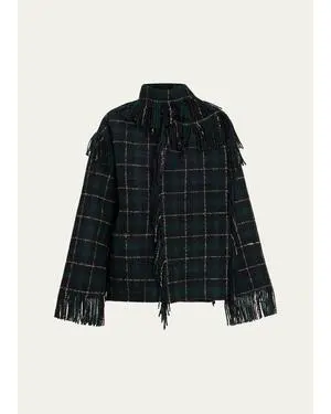 TOTEME Fringed Scarf Jacket - Pine/black