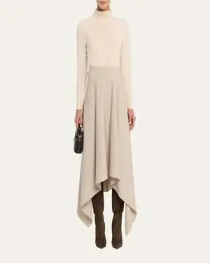 Lafayette 148 New York Wool Suiting Maxi Skirt - Plaster