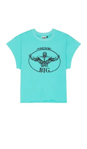 Y,IWO Think Big Cap Sleeve Tee In Blue