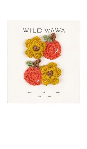 WILD WAWA Crochet Flower And Pumpkin Hair Clips Set - Autumn Harvest
