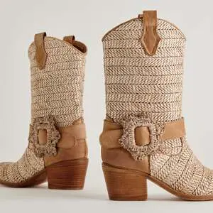 DOLCEVITA Hoss Buckled Boots - Brown Multi Raffia