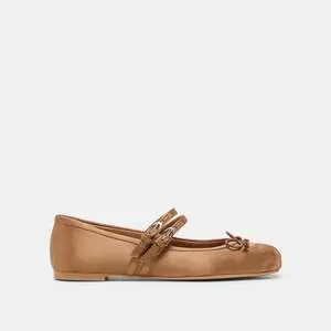 DOLCEVITA Gibsen Ballet Flats - Mid Brown Satin