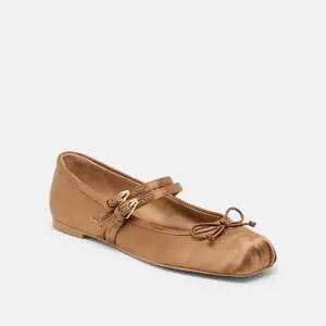 DOLCEVITA Gibsen Ballet Flats - Mid Brown Satin