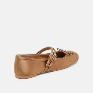 DOLCEVITA Gibsen Ballet Flats - Mid Brown Satin