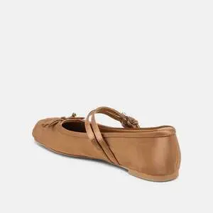 DOLCEVITA Gibsen Ballet Flats - Mid Brown Satin