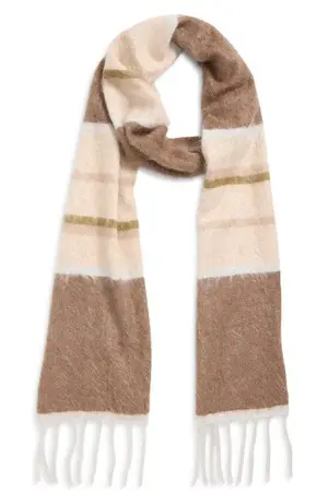 Nordstrom Brushed Cashmere Scarf - Brown Stripe