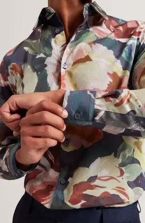 Ted Baker London Brynhil Print Cotton Button-up Shirt