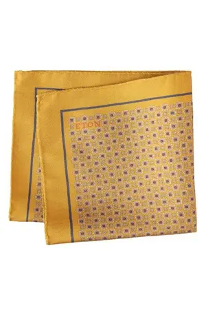 Eton Geometric Silk Pocket Square - Light Yellow