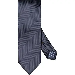 Eton Herringbone Silk Tie - Navy