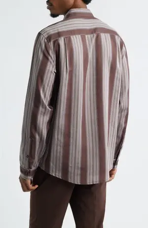 OPEN EDIT Stripe Long Sleeve Button-up Shirt