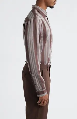 OPEN EDIT Stripe Long Sleeve Button-up Shirt