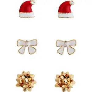 PANACEA Stud Earrings Set Of 3 - Gold