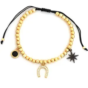 PANACEA Adjustable Beaded Charm Bracelet - Black