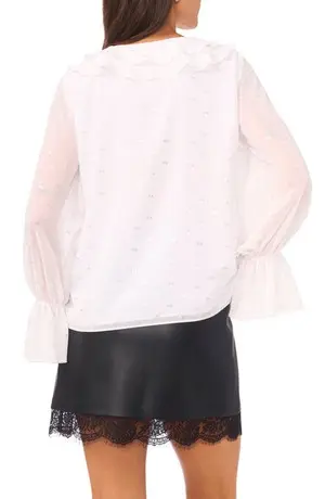 Vince Camuto Ruffle Clip Dot Chiffon Top