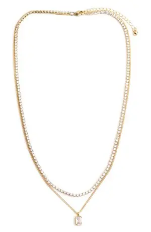 PANACEA Layered Crystal Pendant Necklace - Gold