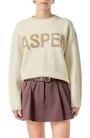 English Factory Lettering Sweater - White/tan