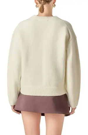 English Factory Lettering Sweater - White/tan