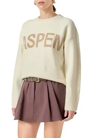 English Factory Lettering Sweater - White/tan