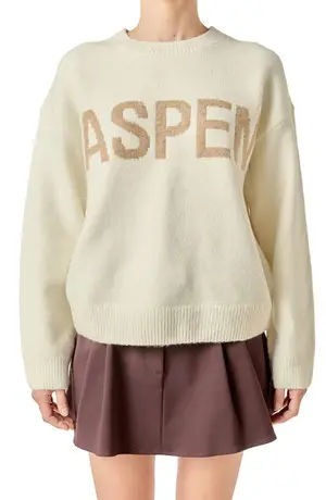 English Factory Lettering Sweater - White/tan
