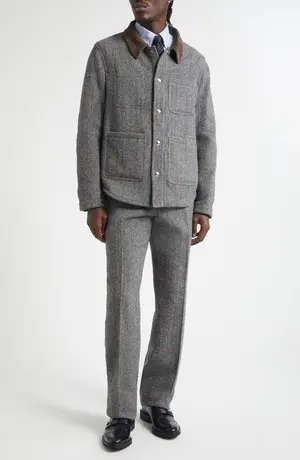 Thom Browne Herringbone Tweed Utility Jacket - Dark Grey